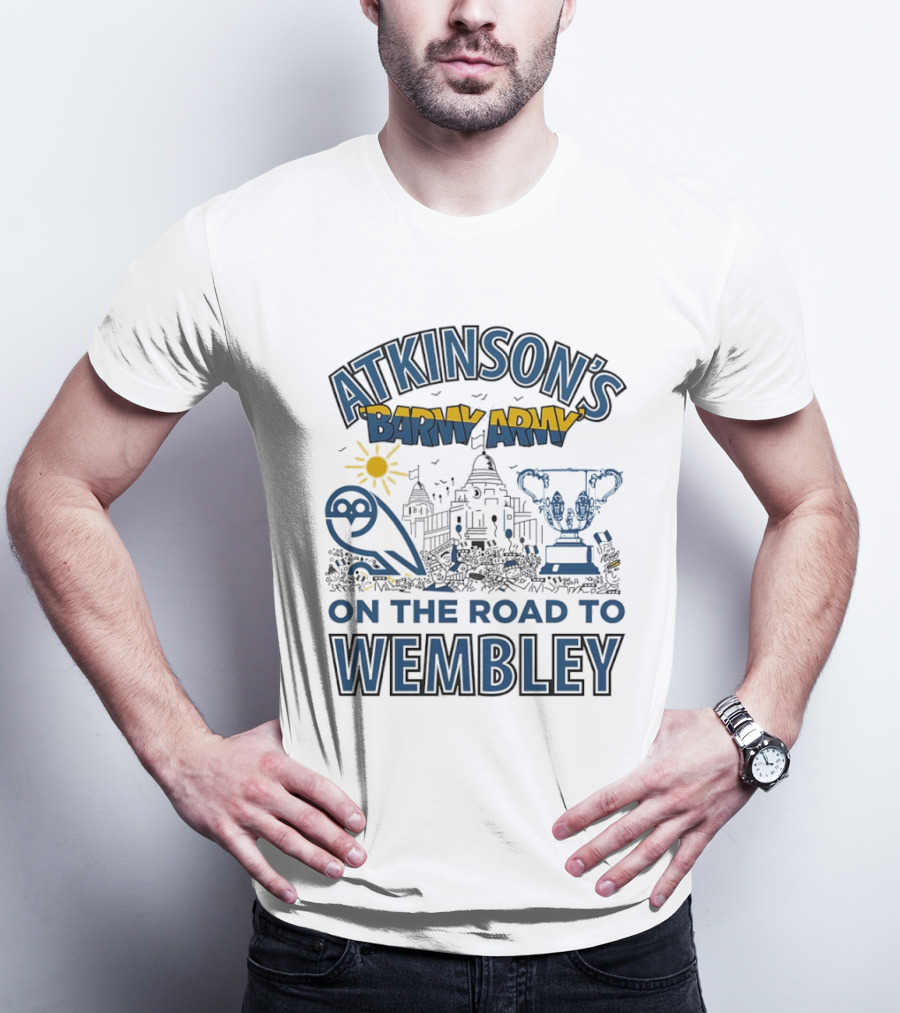 Atkinson's Barmy Army On The Road To Wembley Owl And Trophy Scene T-Shirt