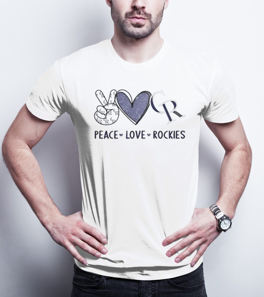 PEACE LOVE ROCKIES Hand Sign Heart CR T-Shirt