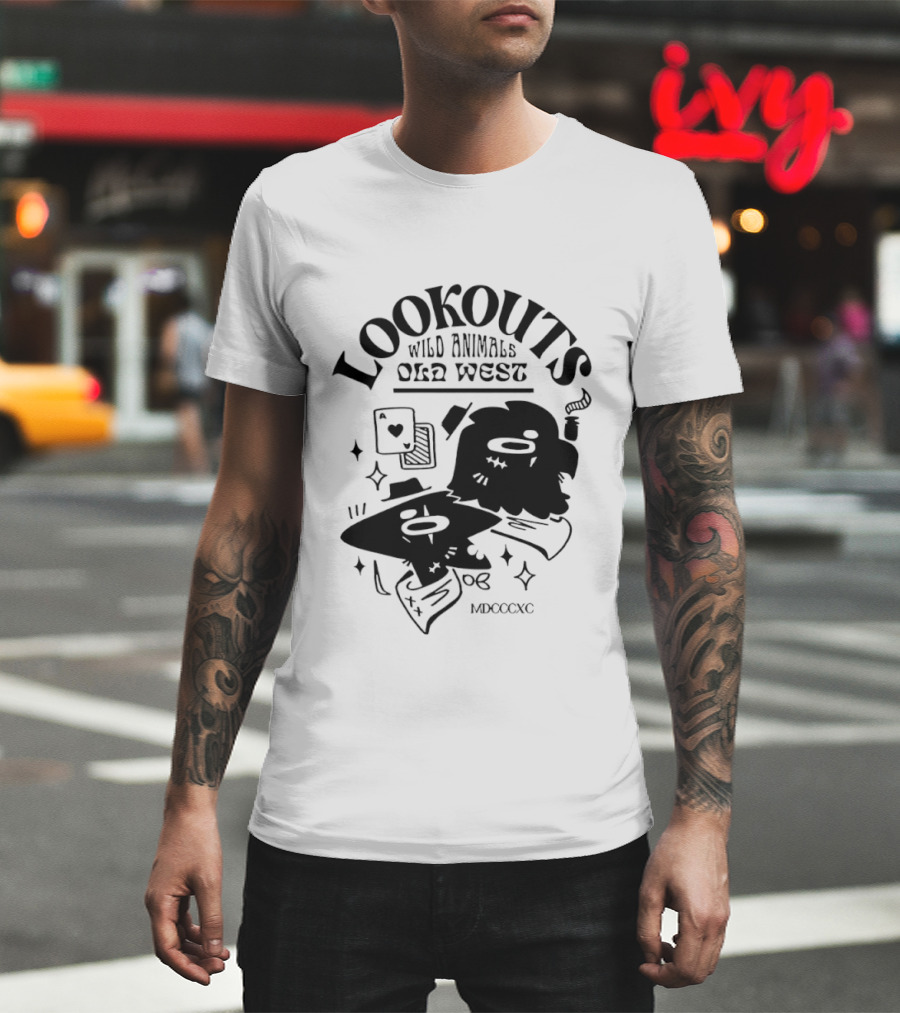 Lookouts Wild Animals Old West Card Game MDCCCXC T-Shirt