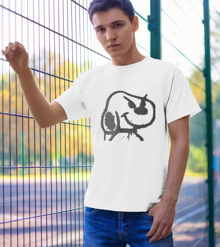 Snoopy Minimalist Outline Feeding Sketch T-Shirt