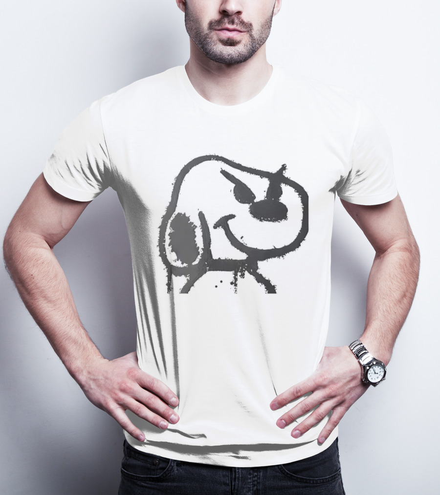 Snoopy Minimalist Outline Feeding Sketch T-Shirt