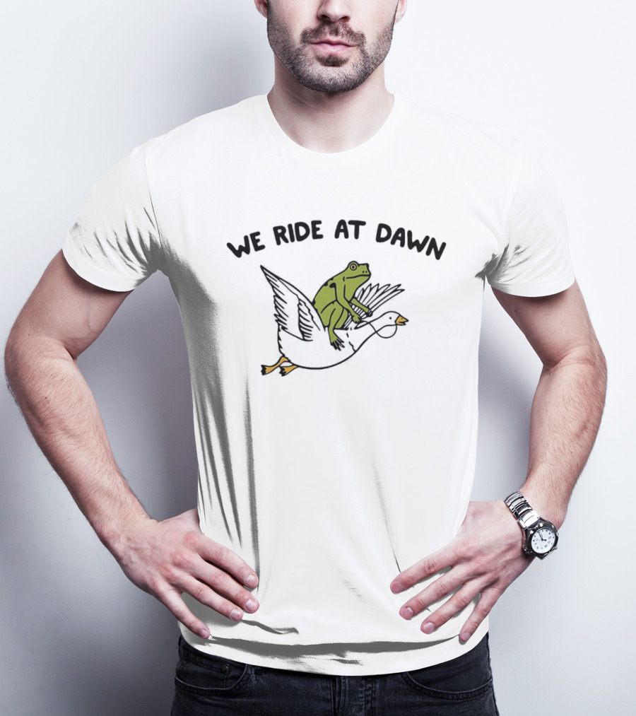 We Ride At Dawn Frog Riding Goose T-Shirt