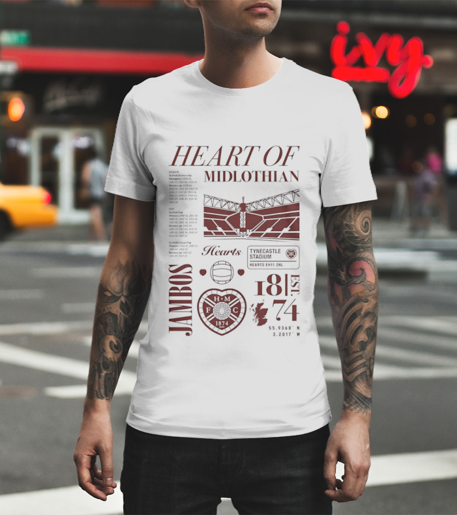 Heart Of Midlothian Jambos Est 1874 Scottish Football Club T-Shirt