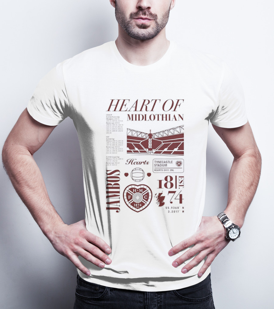 Heart Of Midlothian Jambos Est 1874 Scottish Football Club T-Shirt