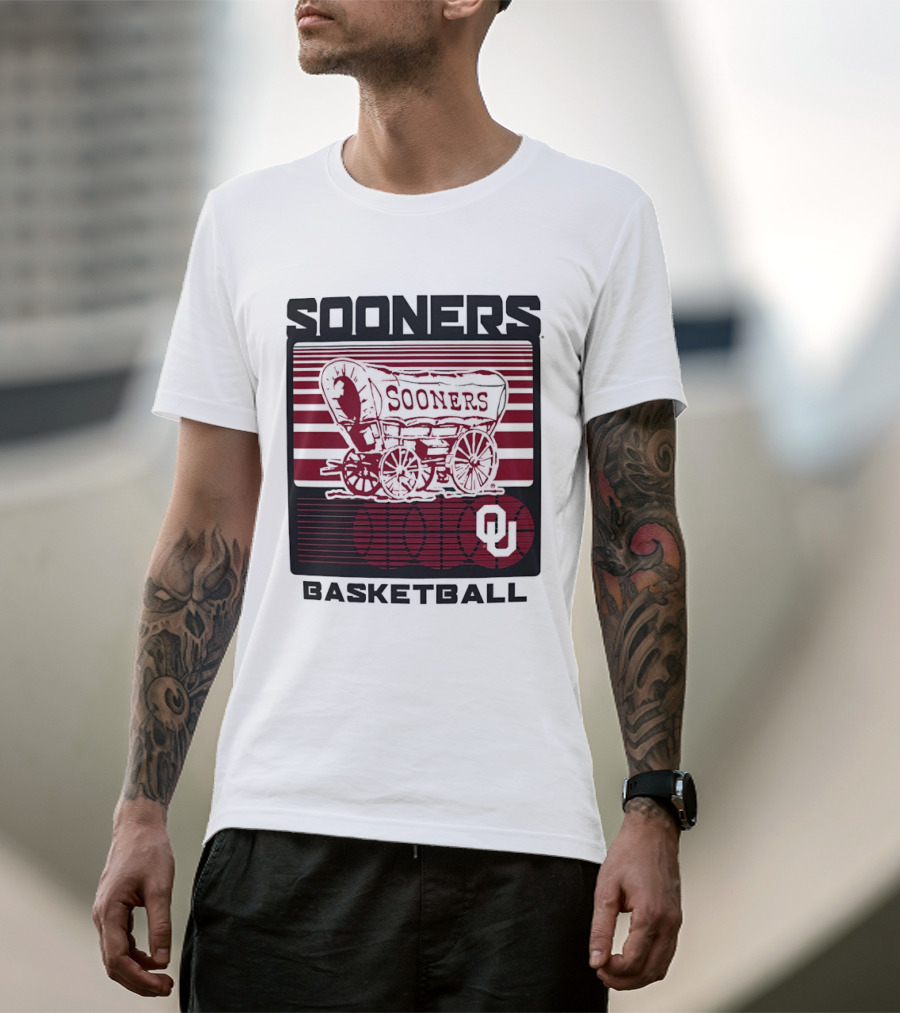 Sooners Basketball 1800s Wagon OU Staredown T-Shirt