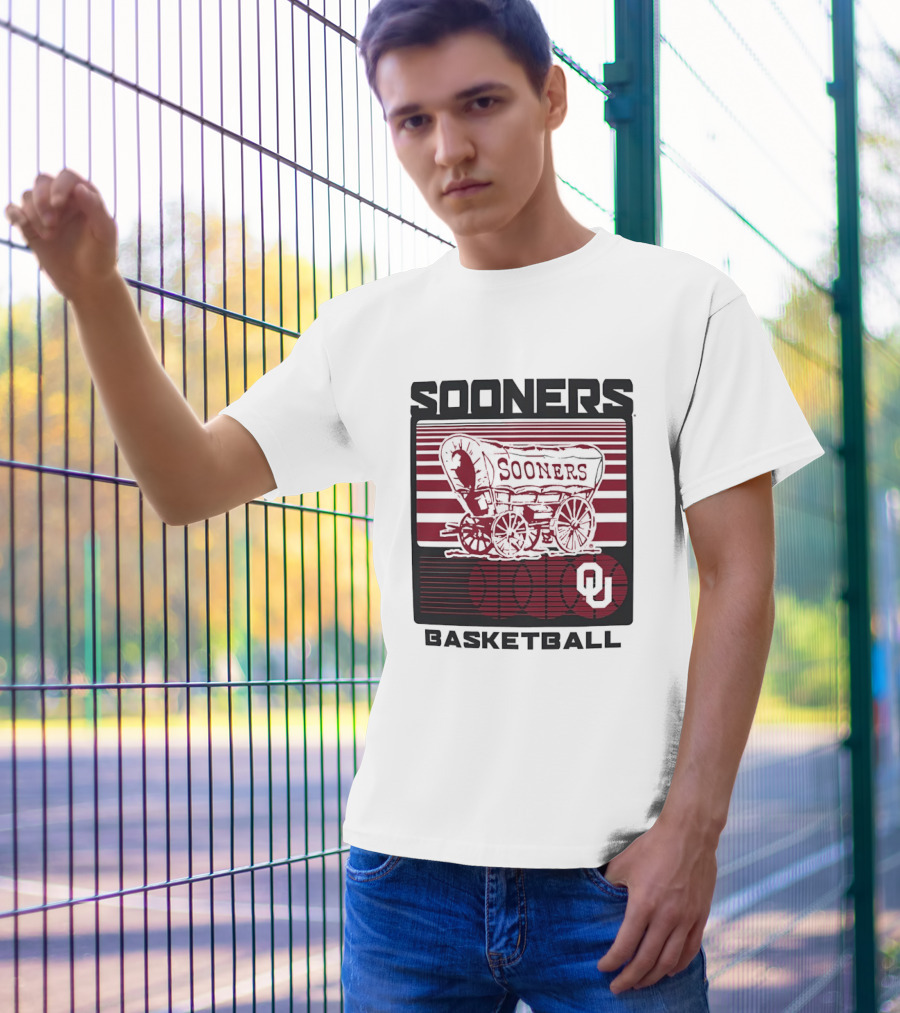 Sooners Basketball 1800s Wagon OU Staredown T-Shirt