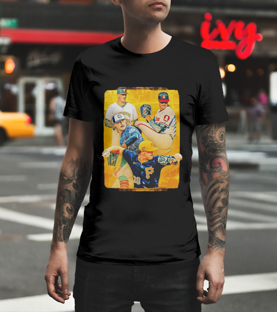 Paul Skenes Pitching Collage Pittsburgh Pirates 2026 T-Shirt