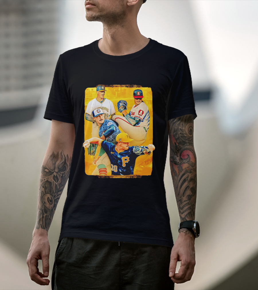 Paul Skenes Pitching Collage Pittsburgh Pirates 2026 T-Shirt