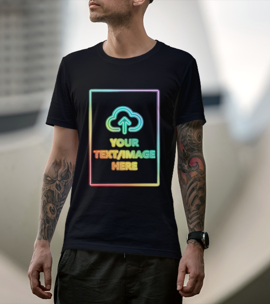 Your Text Image Here Neon Light Cloud Upload T-Shirt
