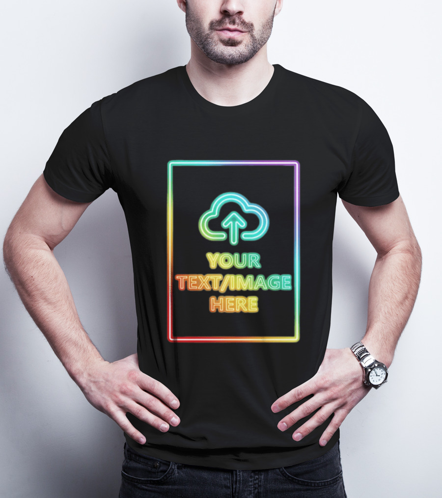 Your Text Image Here Neon Light Cloud Upload T-Shirt