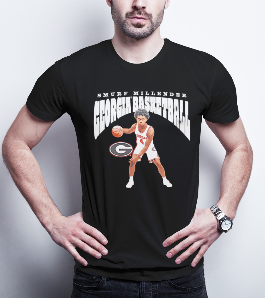 Georgia Bulldogs Smurf Millender Player Collage Basketball Team Merch T-Shirt