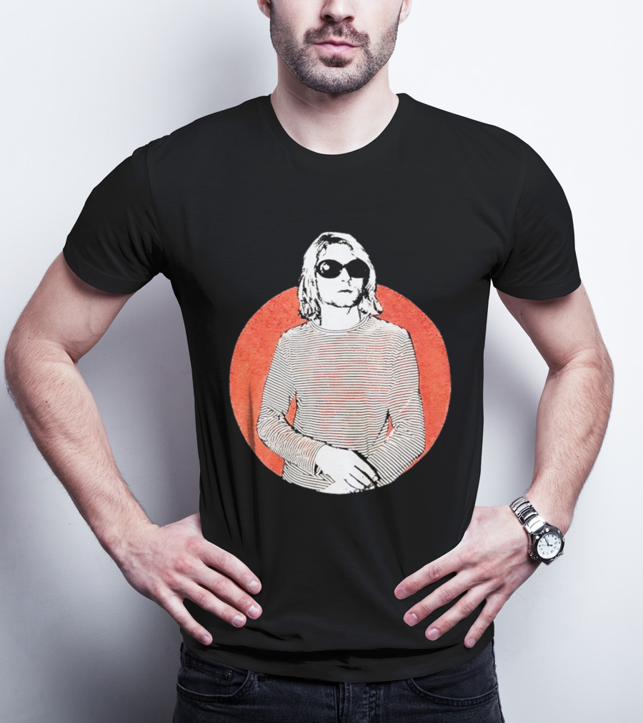 Kurt Cobain Striped Long Sleeve With Sunglasses T-Shirt