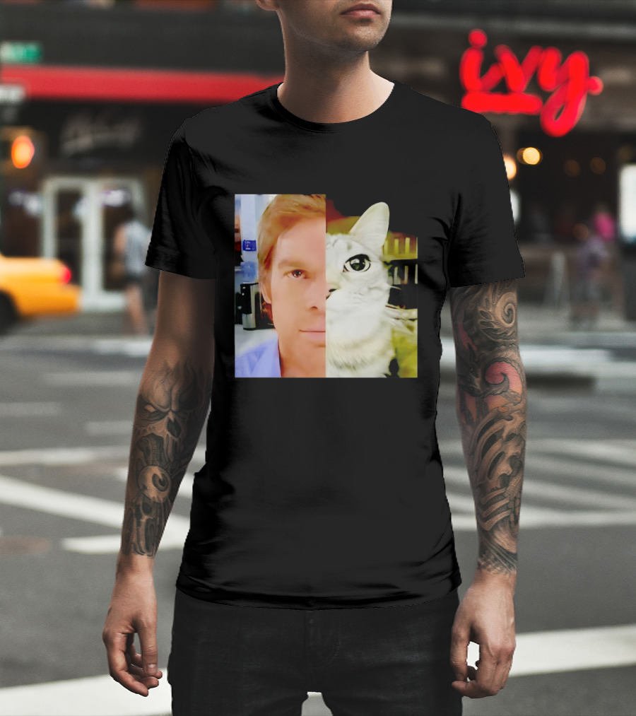 Dexter Morgan Cat Mashup Face Fusion T-Shirt