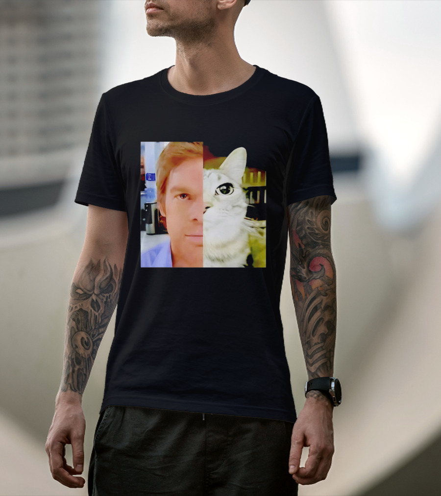 Dexter Morgan Cat Mashup Face Fusion T-Shirt