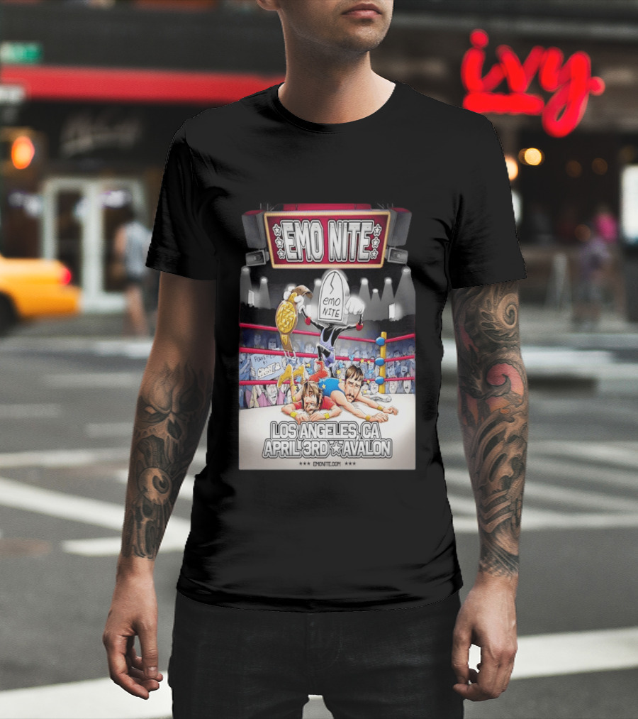 Emo Nite Los Angeles CA April 3rd Avalon Ghost Wrestling Show T-Shirt
