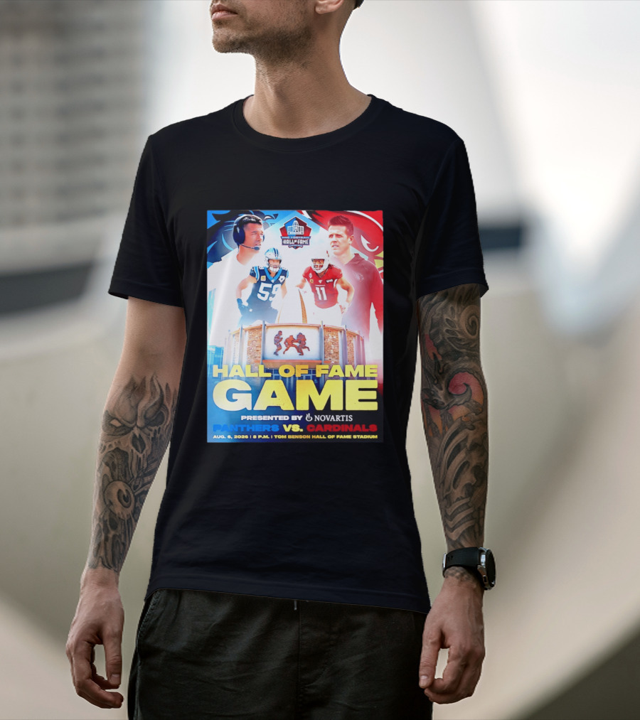 Hall Of Fame Game August 6 2026 Panthers Vs Cardinals Tom Benson Hall Of Fame Stadium T-Shirt