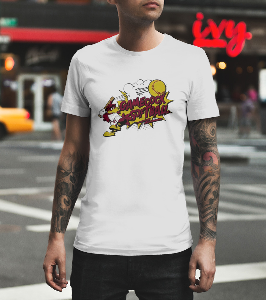 Gamecock Softball Cartoon Player Batting With Ball T-Shirt