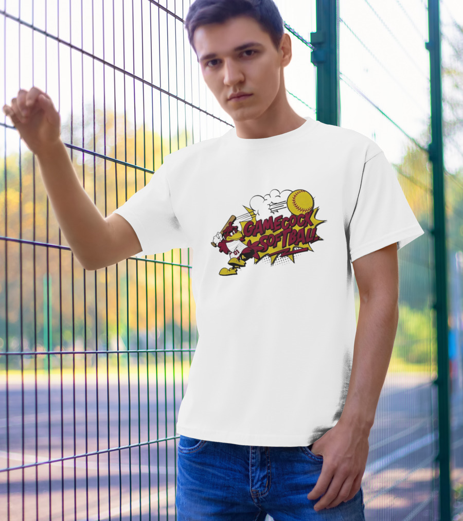 Gamecock Softball Cartoon Player Batting With Ball T-Shirt