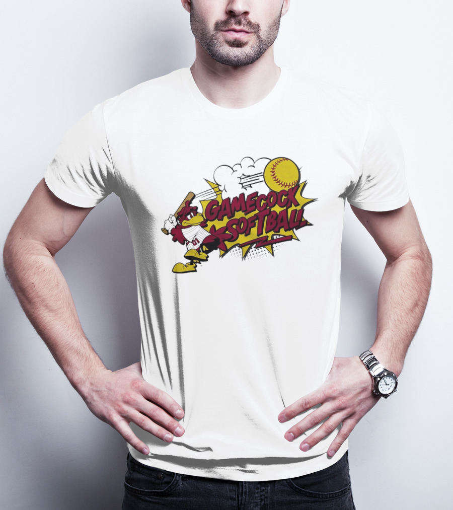 Gamecock Softball Cartoon Player Batting With Ball T-Shirt