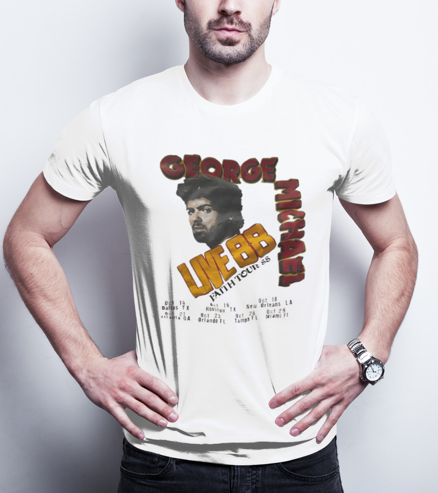 George Michael Live 88 Faith Tour 1988 Wembley Birmingham Glasgow Paris Dortmund Rotterdam T-Shirt