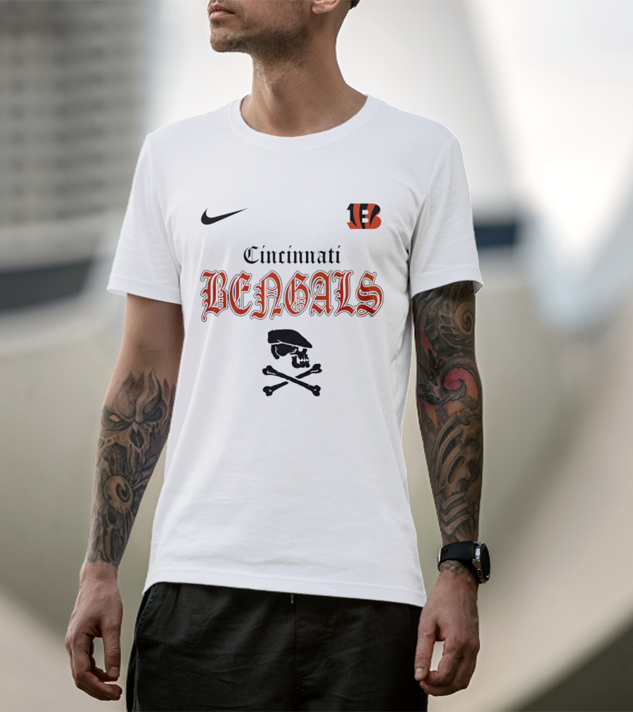 Cincinnati Bengals Dropkick Murphys Skull Nike Collaboration T-Shirt