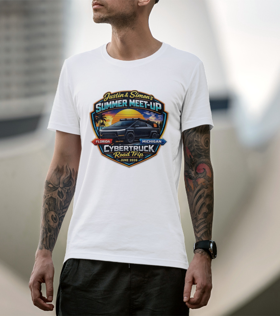 Justin And Simon's Summer Meet Up Cybertruck Road Trip Florida Michigan June 2026 T-Shirt