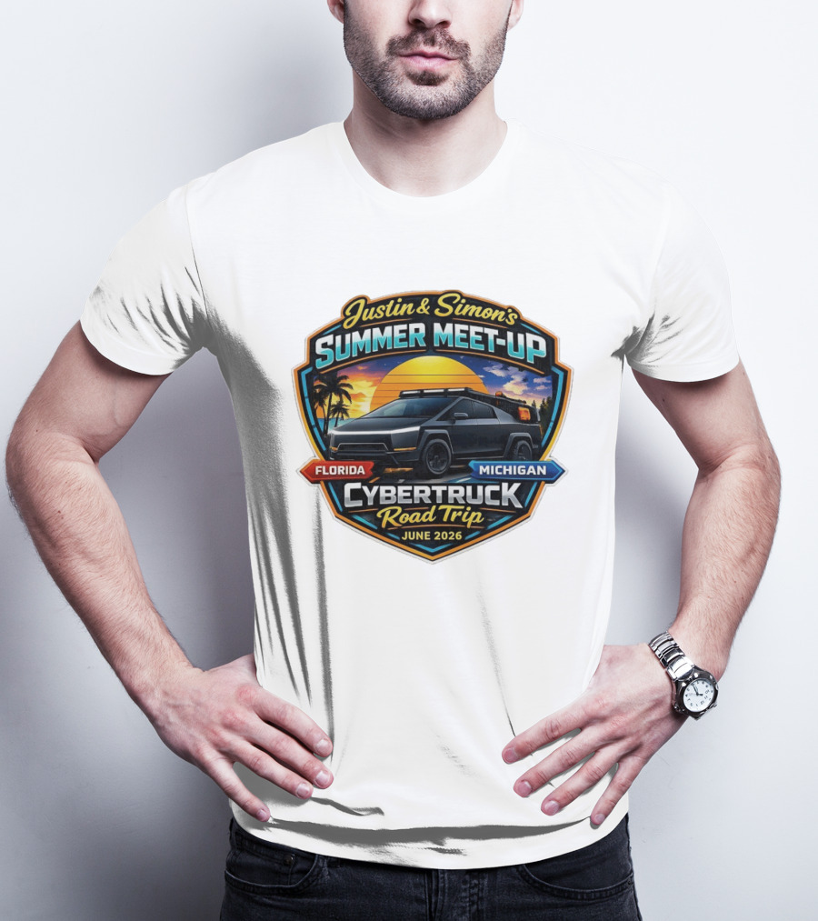 Justin And Simon's Summer Meet Up Cybertruck Road Trip Florida Michigan June 2026 T-Shirt