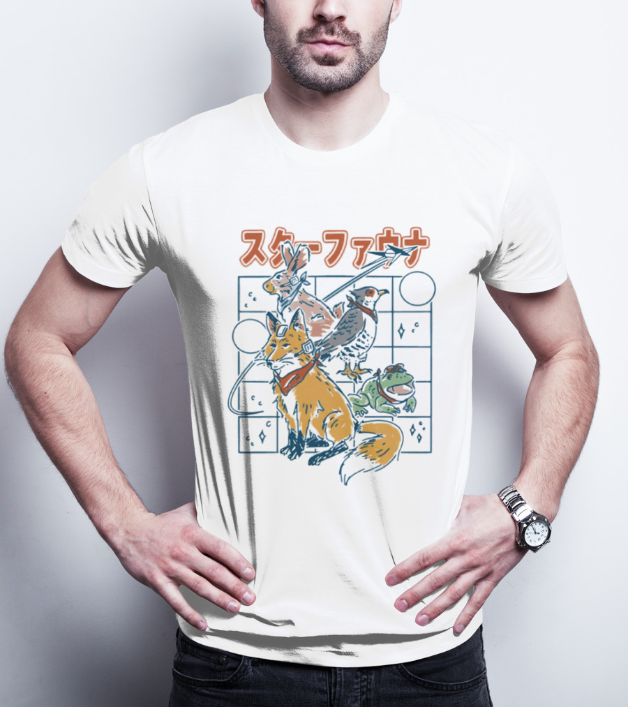 Star Fauna Fox Rabbit Falcon Frog T-Shirt