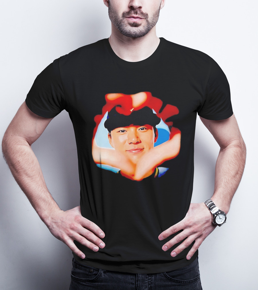 Yoshinobu Yamamoto Los Angeles Dodgers Heart Hand Photo T-Shirt