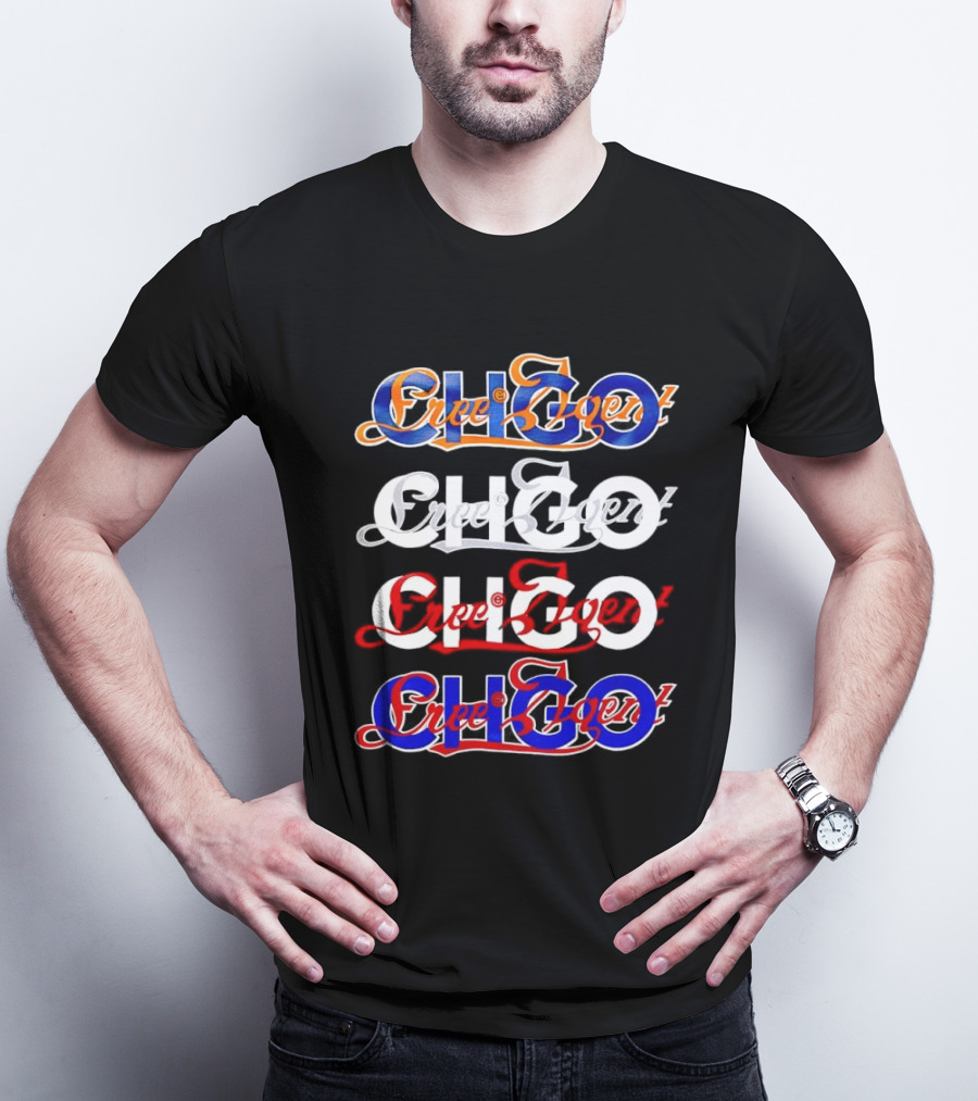 Free Agent X CHGO City Of Sports Teams Multicolor Text Art Collaboration T-Shirt