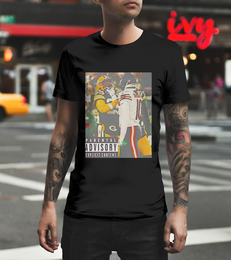 Green Bay Packers Vs Chicago Bears Rivalry Parental Advisory Explicit Content T-Shirt