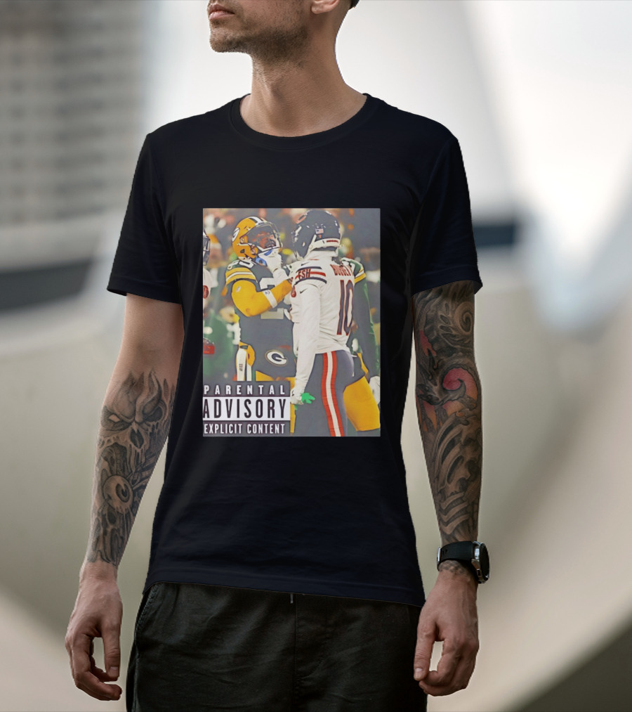 Green Bay Packers Vs Chicago Bears Rivalry Parental Advisory Explicit Content T-Shirt