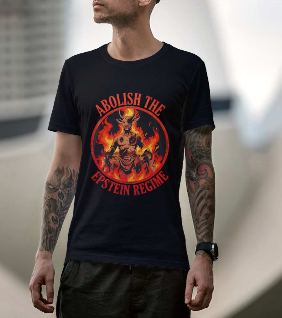 Abolish The Epstein Regime Goat Demon In Flames T-Shirt