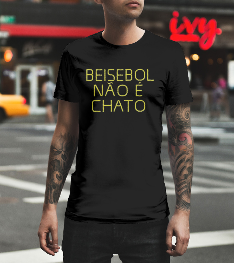 Beisbol Não É Chato Yellow Text Fan T-Shirt