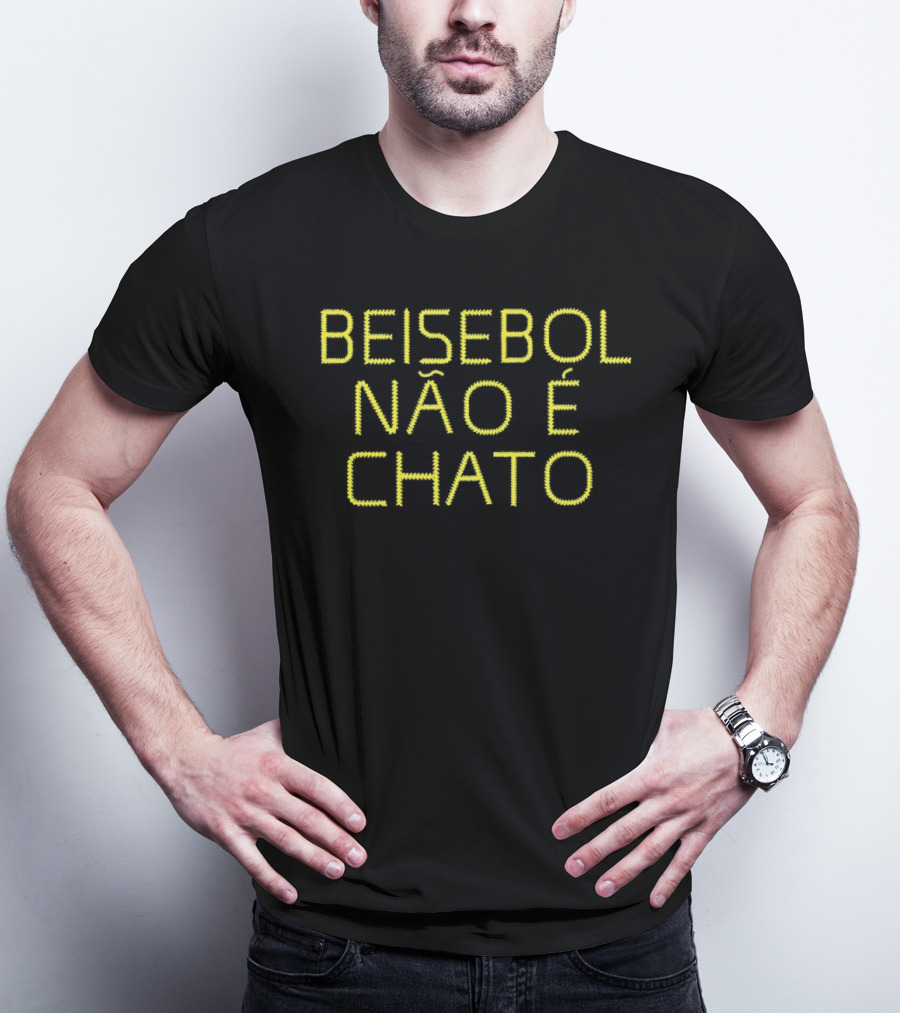 Beisbol Não É Chato Yellow Text Fan T-Shirt