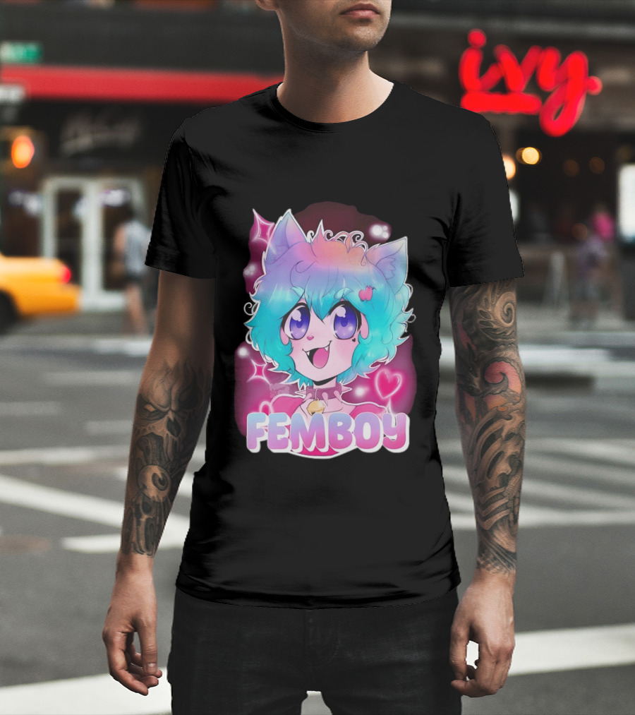 Femboy Anime Pastel Cat Ears Kawaii Aesthetic Cute T-Shirt
