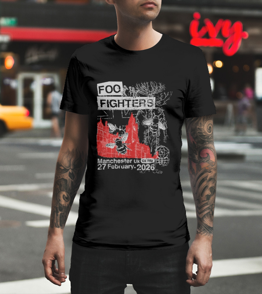 Foo Fighters Manchester UK 27 February 2026 Surprise Show O2 Ritz Bee T-Shirt