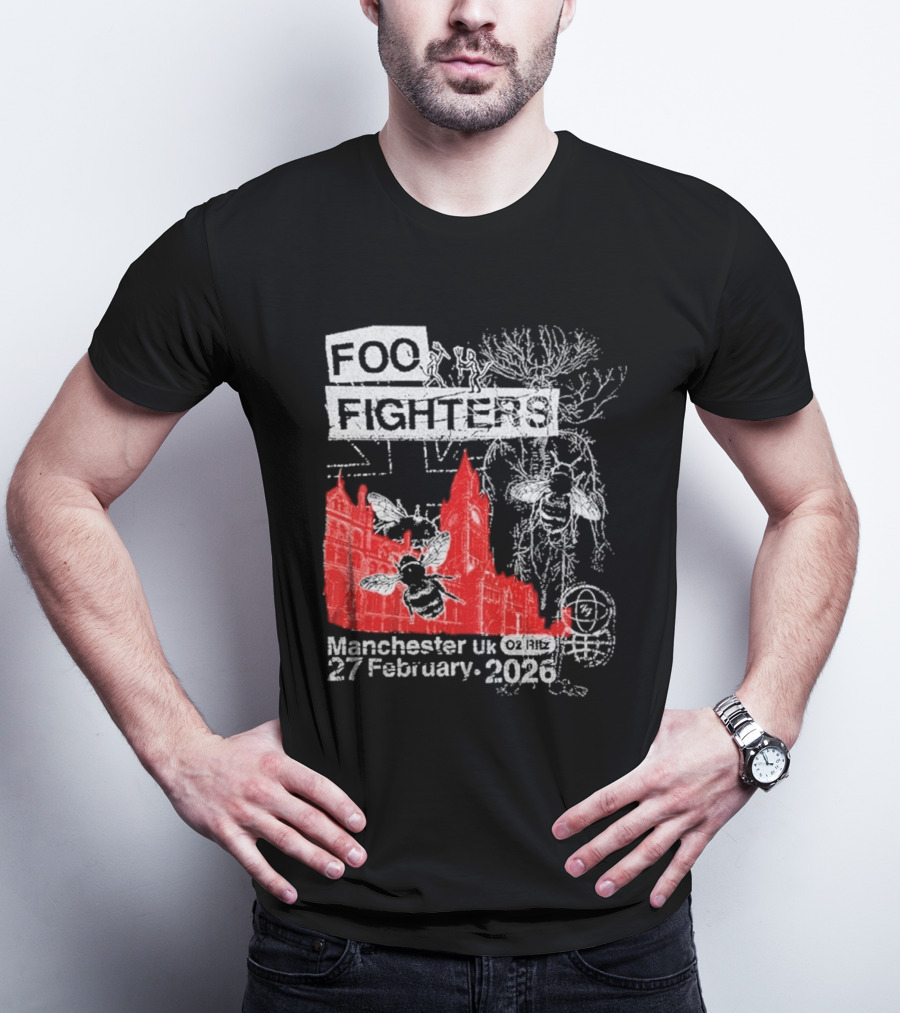 Foo Fighters Manchester UK 27 February 2026 Surprise Show O2 Ritz Bee T-Shirt