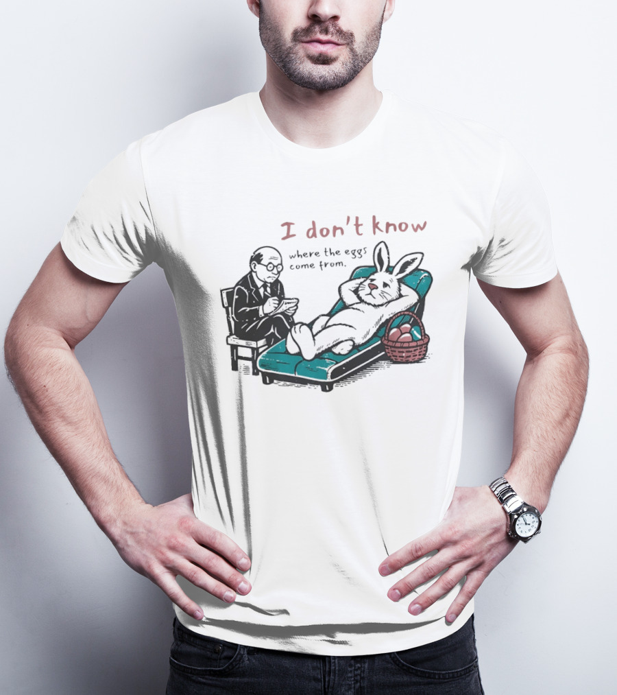 I Don't Know Where The Eggs Come From Old Man And Bunny T-Shirt