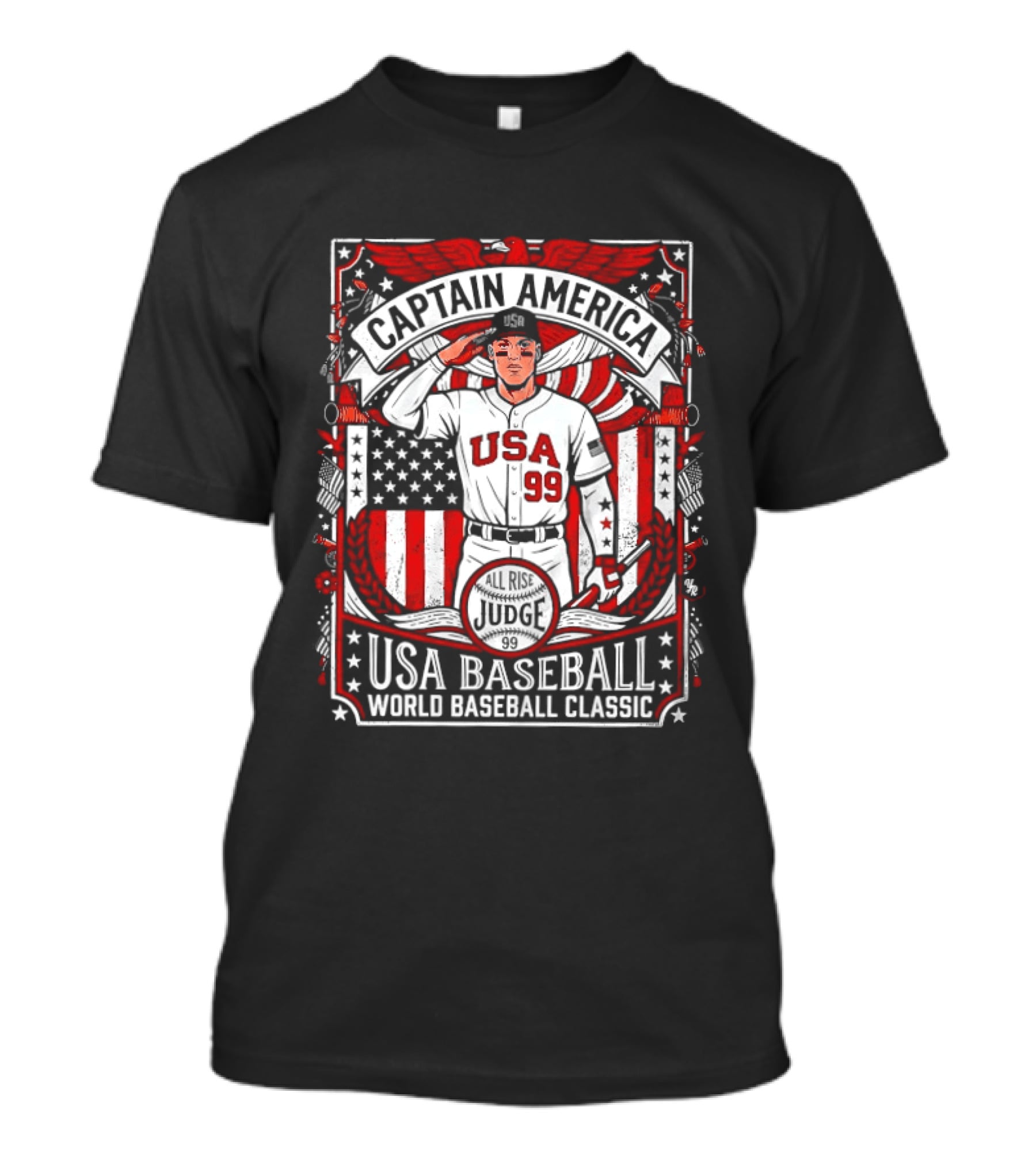 Captain America USA Baseball Judge 99 World Baseball T-Shirt