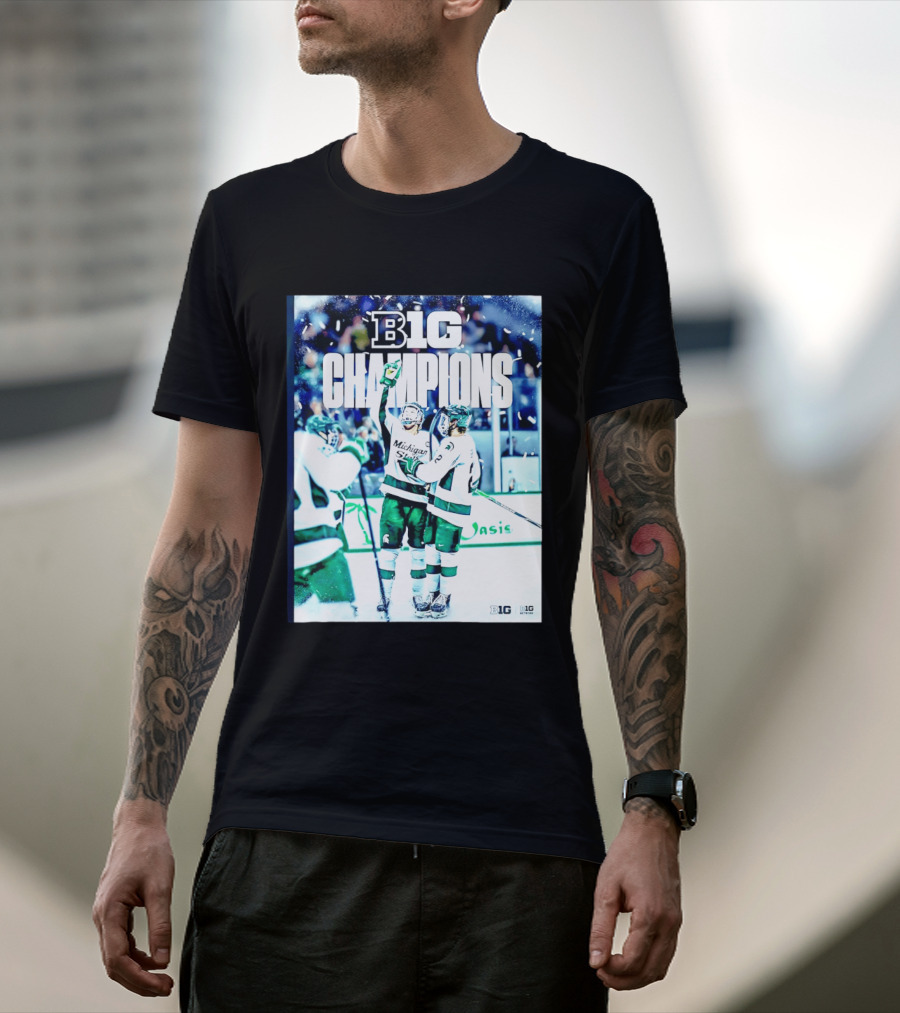 B1G Champions Michigan State Spartans Ice Hockey 2026 B1G Men's Hockey Regular Season Champs Back To Back T-Shirt