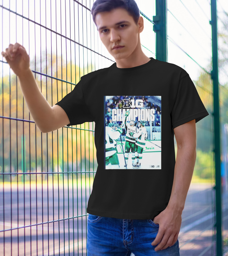 B1G Champions Michigan State Spartans Ice Hockey 2026 B1G Men's Hockey Regular Season Champs Back To Back T-Shirt