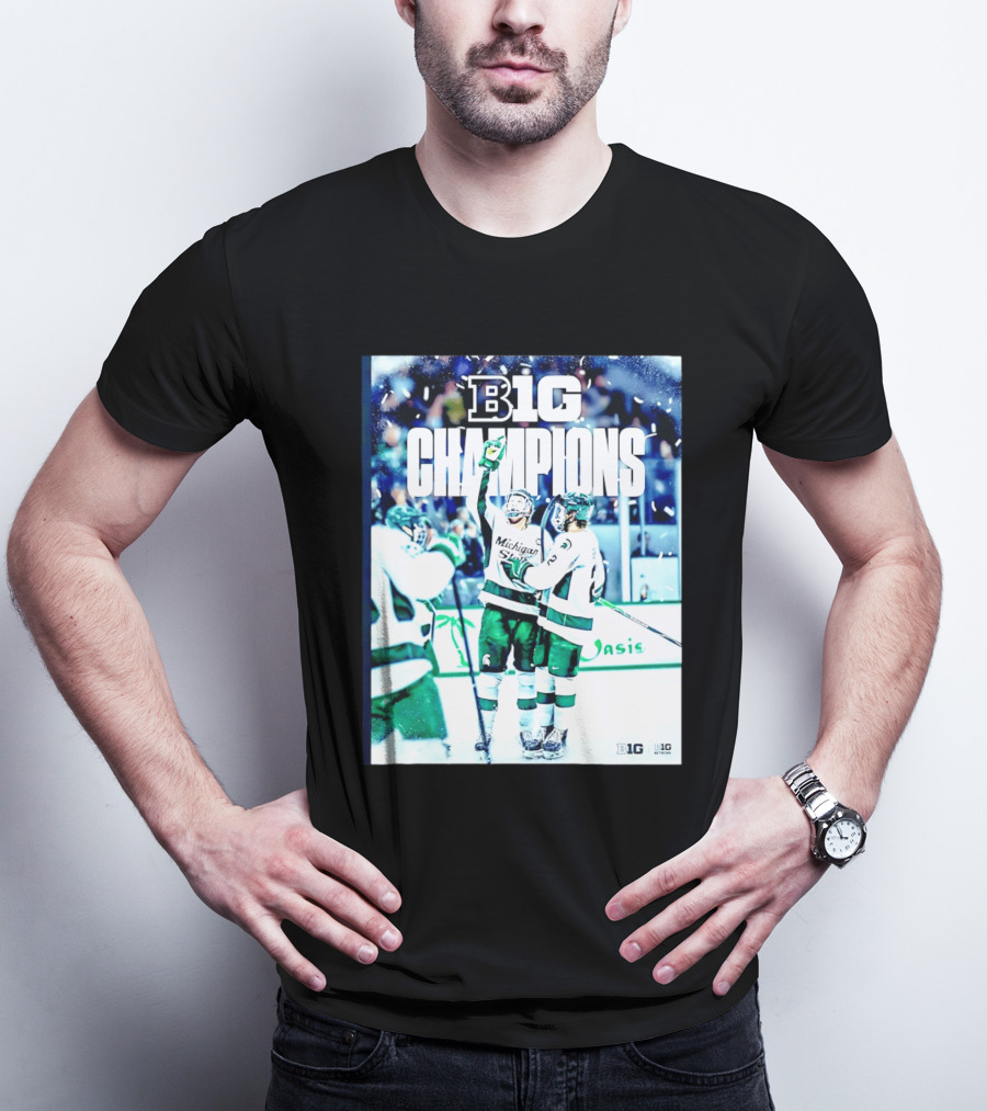 B1G Champions Michigan State Spartans Ice Hockey 2026 B1G Men's Hockey Regular Season Champs Back To Back T-Shirt