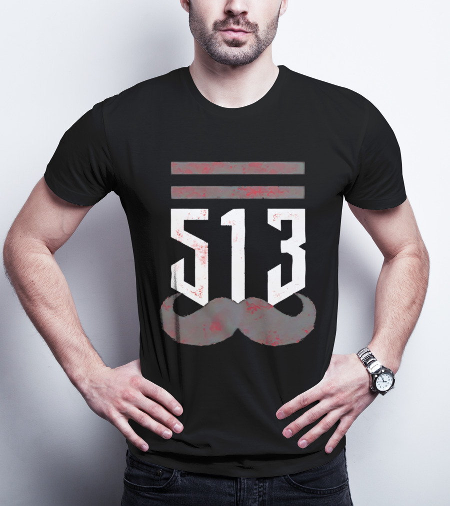The 513 Stache Cincinnati Baseball Moustache T-Shirt