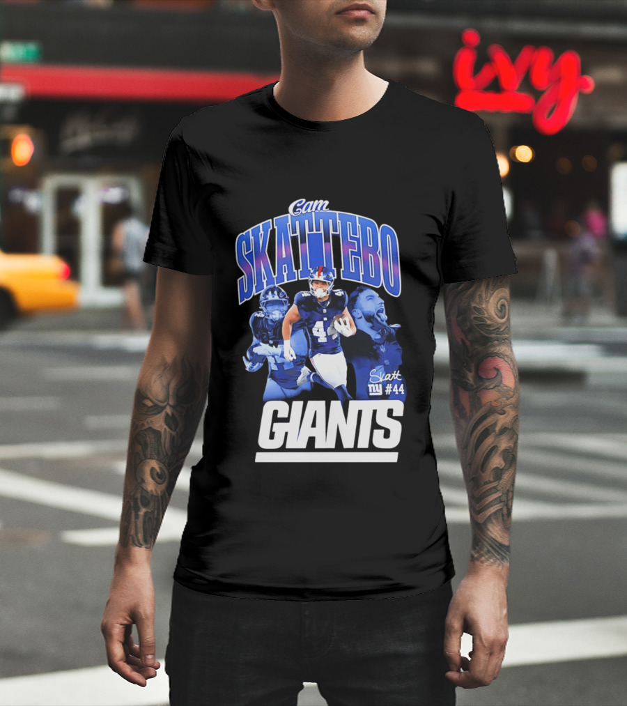 Cam Skattebo Giants #44 Triple Pic T-Shirt