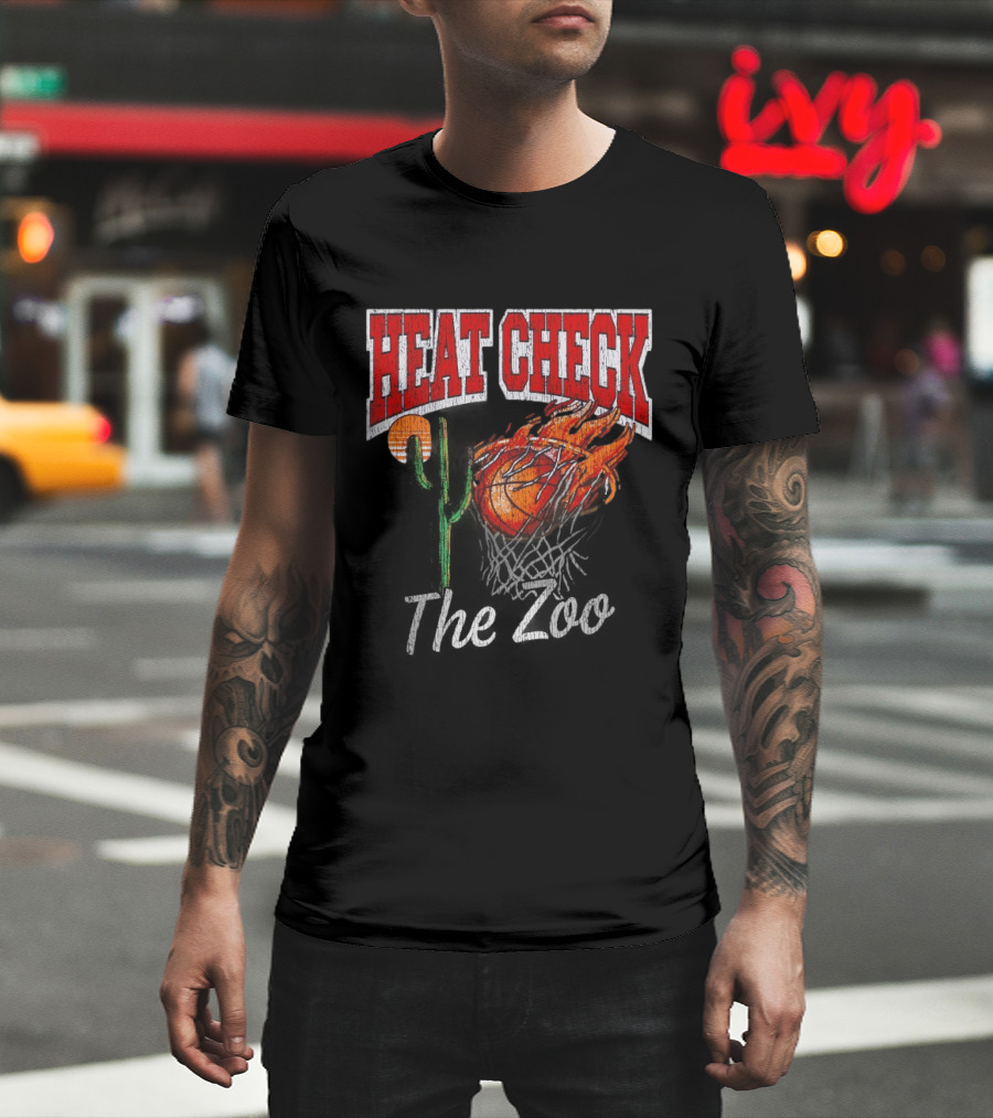 Heat Check The Zoo Flaming Basketball Cactus T-Shirt