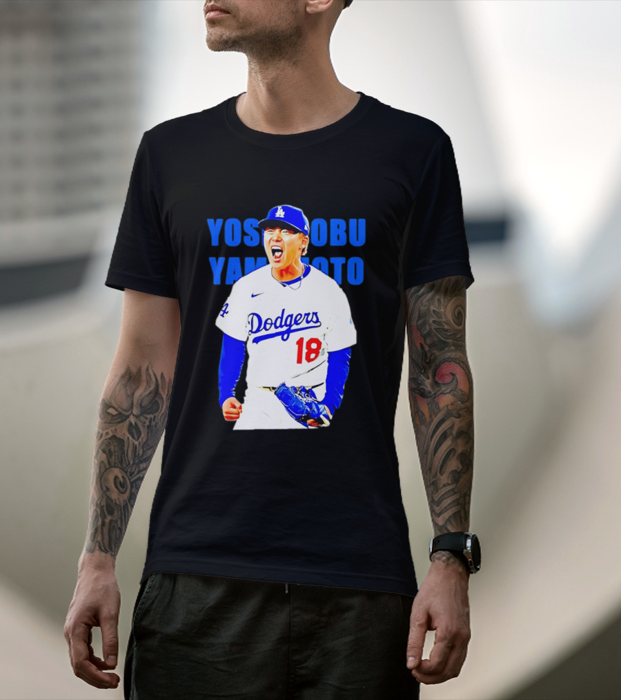 Yoshinobu Yamamoto Los Angeles Dodgers 18 Scream T-Shirt