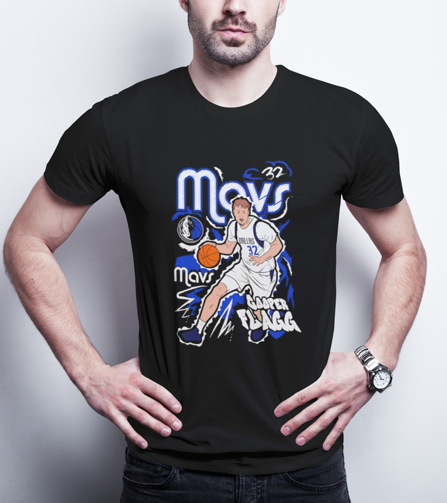 Mavs 32 Cooper Flagg Dallas Mavericks Basketball Player Paint T-Shirt