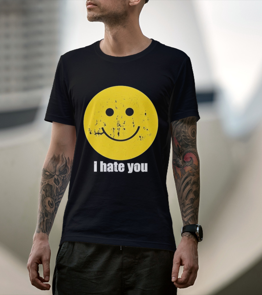 Harry I Hate You Smiley Face Distressed Grunge T-Shirt