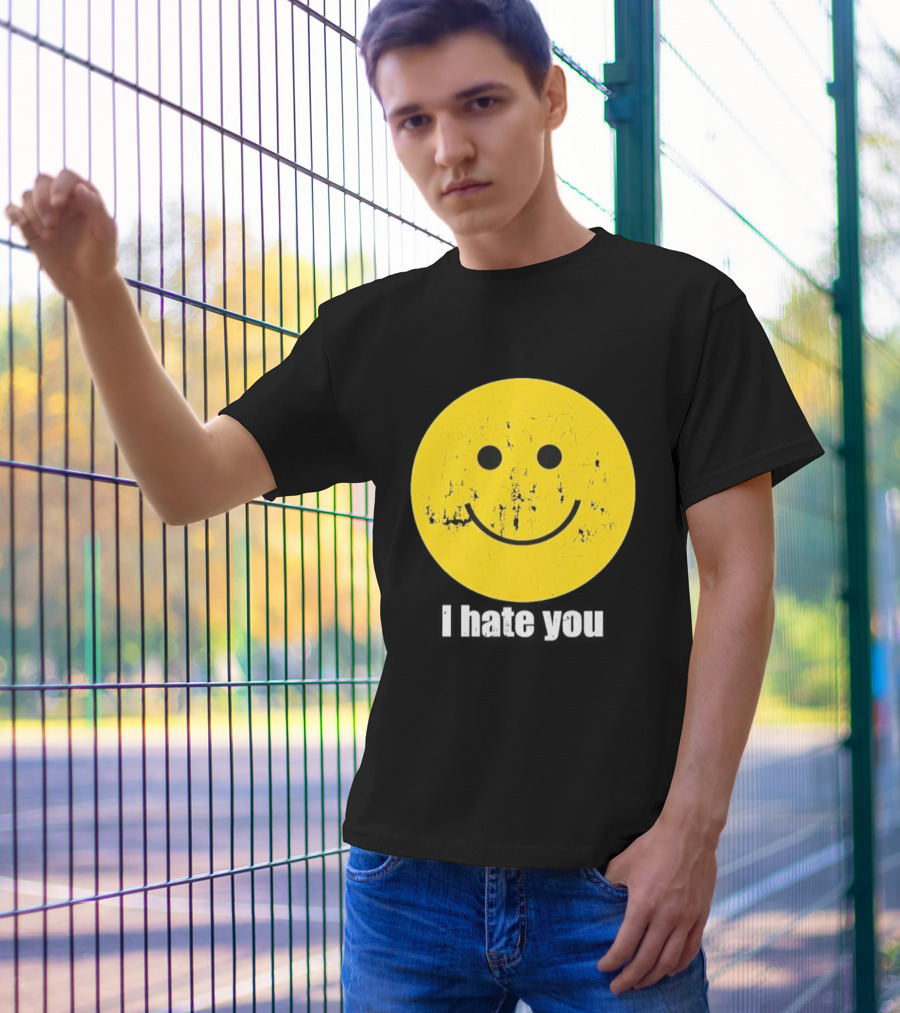 Harry I Hate You Smiley Face Distressed Grunge T-Shirt